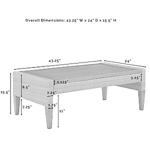 Crosley Furniture Capella Wicker Outdoor Coffee Table for Patio, Deck, Porch, Brown