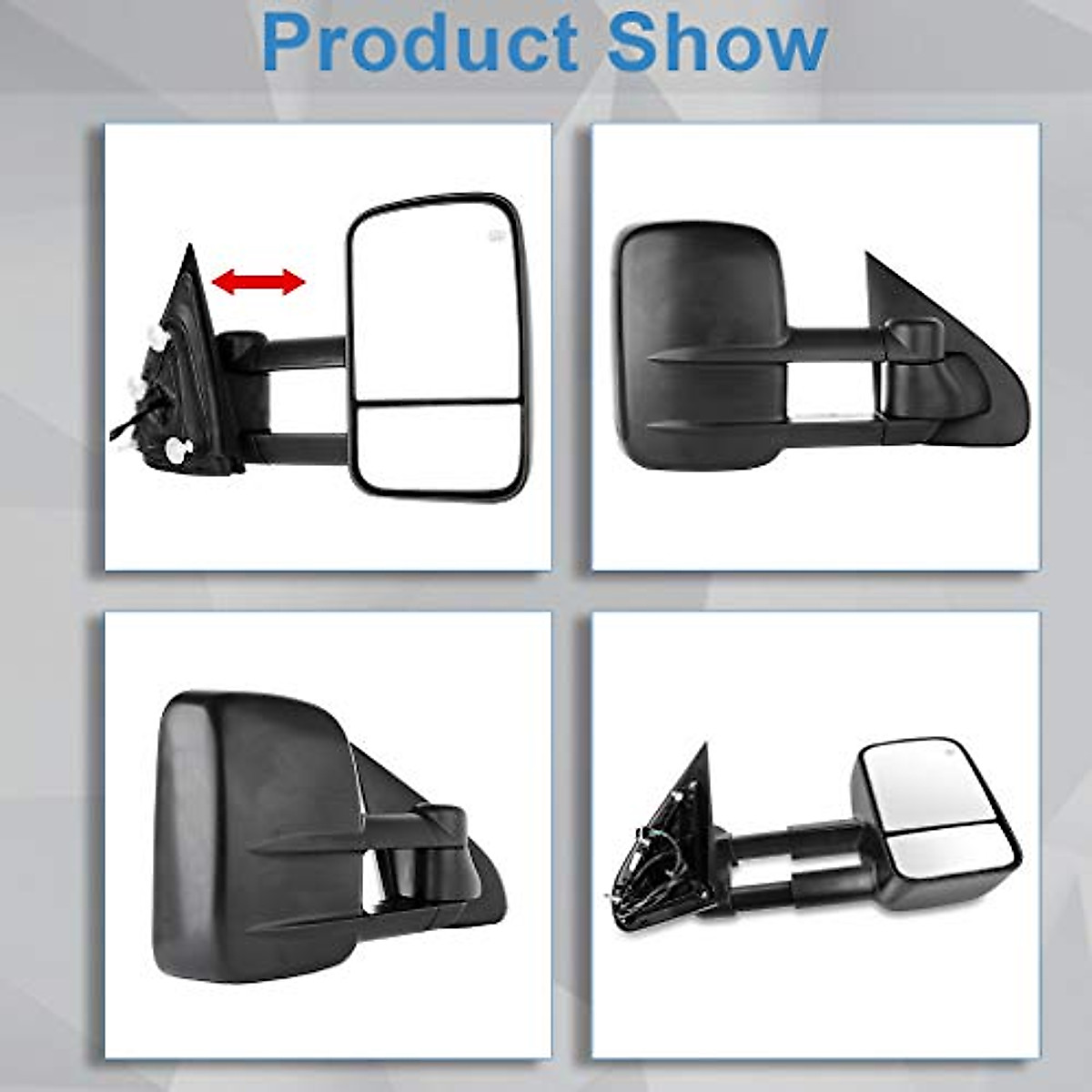 ECCPP Towing Mirrors Replacement fit for 2014-2018 for Chevy for GMC for Silverado for Sierra 1500 2015-16 2500 HD 3500 HD Power Heated Mirrors