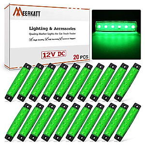 Meerkatt (Pack of 20 3.8 Inch Green 6 LED Mini Side Marker Light Tail Rear Fender Front Lamp Trucks Trailers Boat Pickup 12v DC Model TK12