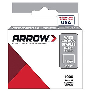 Arrow Fastener 609 Wide Crown Swingline Style Heavy Duty 9/16-Inch Staples, 1000-Pack