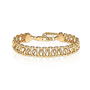 GANALUX 18K Gold Plated Bracelet for Women, Elegance Design Link Chain Jewelry Made in Korea (Lace)
