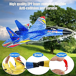 OUSEXI Blue RC Airplane Comes with 2 Batteries, 2.4 GHZ 2 Channels Remote Control Aircraft for Beginners,Outdoor Foam RC Airplane for Kids(with Night Light)