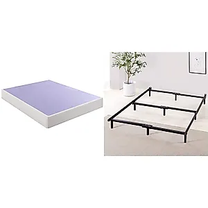 Zinus Edgar 8 Inch Wood Box Spring/Mattress Foundation/Sturdy Wood Structure/High Profile/Easy Assembly, Queen & Compack Metal Bed Frame / 7 Inch Support for Box Spring and Mattress