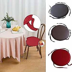 4PCS Round Chair Pads Seat Cushions, Set of 4 Patio Chair Pads with Ties, Soft & Comfortable Dining Chair Cushions, Indoor Outdoor Chair Cushions or Home Office and Patio Garden Furniture Decoration