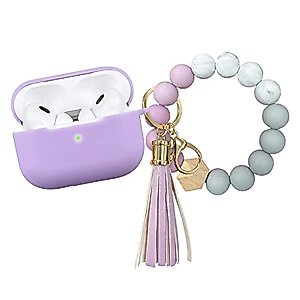 Case for AirPods Pro 2, AIIEKZ Cute AirPod Pro 2 Cover for Women Girls, Soft Silicone Case for Air Pods Pro 2nd Generation Wireless Charging Case with Beaded Bracelet Keychain (Lavender Purple)