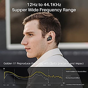 TOZO Golden X1 Wireless Earbuds Balanced Armature Driver and Hybrid Dynamic Driver, Bluetooth Headphones OrigX Pro, LDAC & Hi-Res Audio Wireless, Environment & Active Noise Cancellation Headset Black