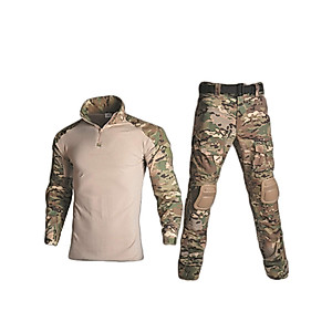 HARGLESMAN Mens Combat Suits Military Uniforms Army BDU Tactical Sets Shirts and Pants Comfortable Soft Breathable Quick Dry Snug Fitting Work Training Airsoft Paintball Apparel Gear Camo OCP S