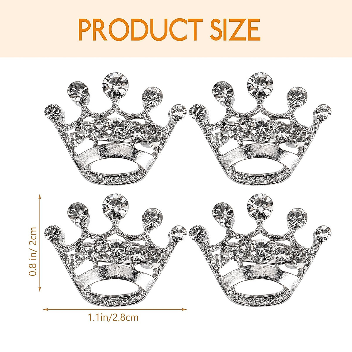 ULTNICE 12pcs Tiara Crown Brooch Pin Wedding Party Pageant Brooch (Silver)