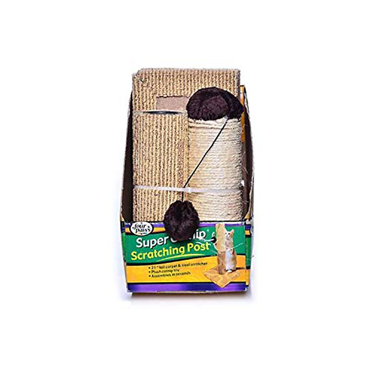Four Paws Super Catnip Cat Scratching Post, Sisal and Carpet Scratching Post Brown 21 Inches Tall - Brown