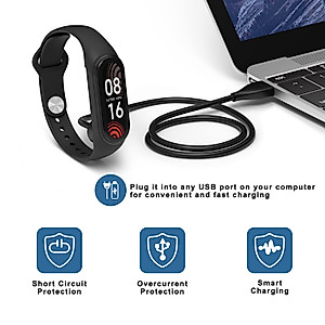 [2-Pack] Charger Cable for Xiaomi Mi Band 5/6/7 Smart Watch, Replacement USB Charging Cradle Dock Stand Cable for Amazfit Band 5 Fitness Tracker (3.3 ft/1.6ft)