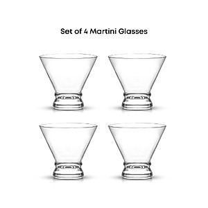 JoyJolt 4-Piece Afina Cocktail Glasses Set, Martini Glasses- 8-Ounces