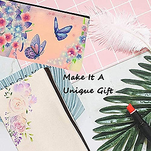 AJoyMetU 40 Pcs Blank Canvas Pouch with Zipper, Small Canvas Makeup Bags DIY Cotton Blended Canvas Pencil Pouch Case for Crafts (8.3" x 5.1")