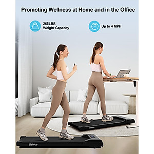 Lichico Walking Pad Under Desk Treadmill, Portable Small Treadmills for Home and Office, 2.5HP Super Quiet Brushless Motorized Walking Jogging Running Machine with Remote Control