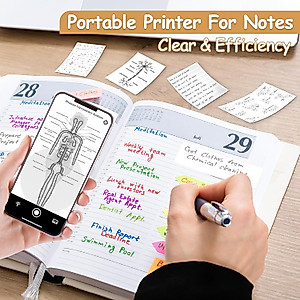 ADBAOBO Mini Sticker Printer, Portable Bluetooth Photo Printer, Pocket Thermal Printer for Study Notes, Scrapbook Supplies, Journals, Receipts, Compatible with Phone & Tablet, 1 Roll Paper, White