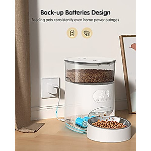 Faroro Automatic Cat Feeders, 4L Cat Dry Food Dispenser, Automatic Pet Feeders for Cats and Dogs with Portion Control, Schedule 1-6 Meals per Day, 10s Customized Voice Recording, Dual-Power Supply