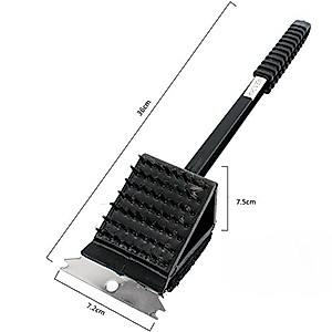 GEZICHTA Barbecue Grill Brush and Scraper –Grill Brush and Scraper Best BBQ Brush for Grill, Stainless Steel Scraper Wire 3 in 1 Bristles Grill Cleaning Brush