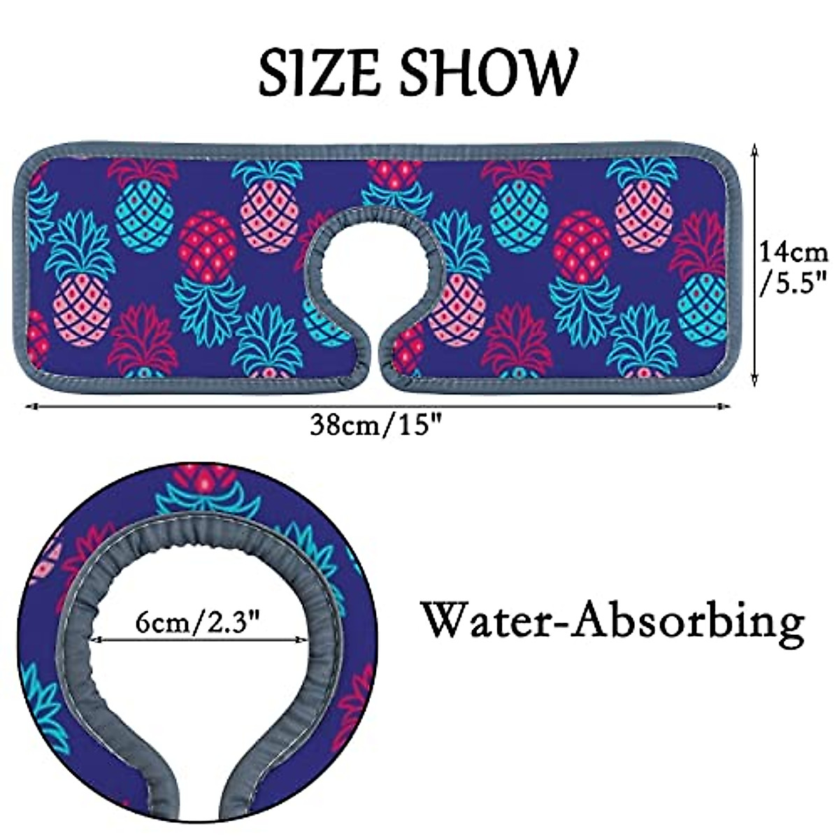 Kitchen Faucet Absorbent Mat 2 Pieces Blue Pink Pineapple Faucet Sink Splash Guard Bathroom Counter and RV,Faucet Counter Sink Water Stains Preventer