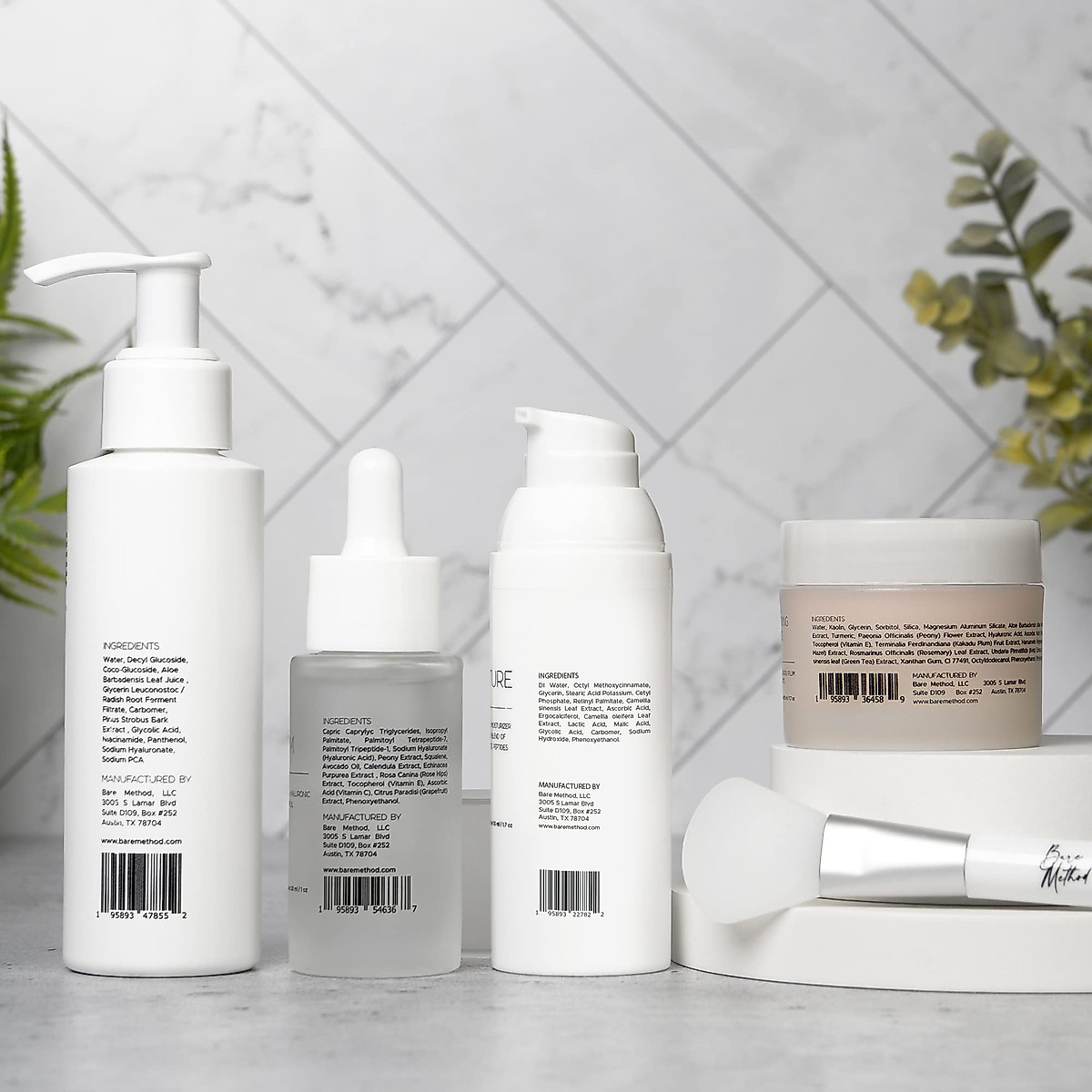 Bare Method Perfecting 4 Step Skincare Kit - Women’s Full Size Skin Care Products - Cleanser + Serum + Moisturizer + Facial Mask - Made In US - Luxury Ingredients -Brighten, Hydrate, Renew, Protect