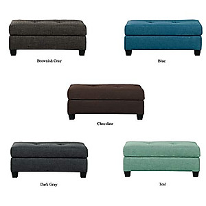 Homelegance Phelps 48" x 24" Fabric Ottoman, Gray