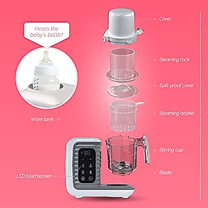Children of Design 8 in 1 Smart Baby Food Maker & Processor, Steamer, Blender, Cooker, Masher, Puree, Formula & Bottle Warmer Prep System