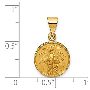 Solid 18k Yellow Gold Patron Catholic Patron Saint Jude Medal Pendant Charm - 22mm x 13mm
