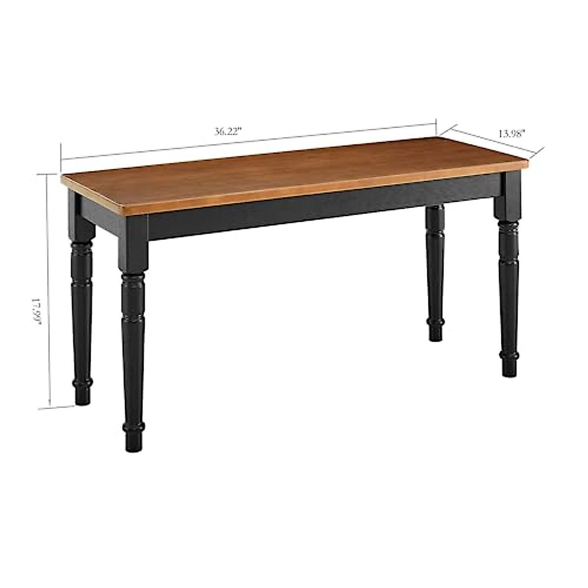 MUSEHOMEINC Two Tone Farmhouse Style Solid Wood Bench, Black/Espresso