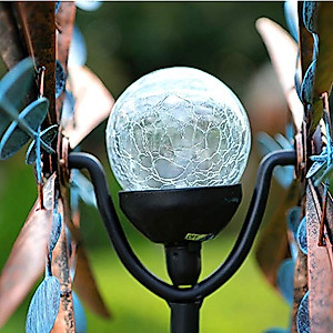 HDNICEZM Solar Wind Spinner New 75in Multi-Color Seasonal LED Lighting Solar Powered Glass Ball with Kinetic 360 Degrees Swivel Wind Spinner Dual Direction for Patio Lawn & Garden