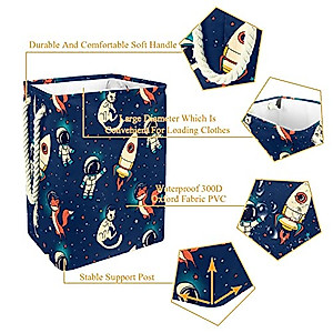 Laundry Hamper Astronaut and Cosmic Pattern Collapsible Laundry Baskets Firm Washing Bin Clothes Storage Organization for Bathroom Bedroom Dorm
