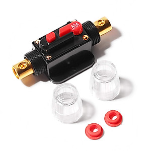Beneges 2 Pcs Car Audio Inline 60A Amps Circuit Breaker, 12-24V DC Overload Protection Fuse with Manual Reset, for Car Audio Marine Boat Stereo Switch Inverter Replace Fuses
