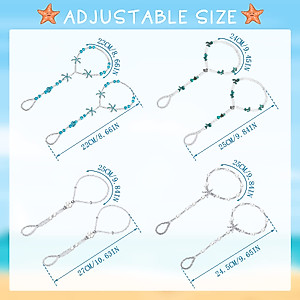 Yinkin 4 Pairs Foot Jewelry Anklet Bead Barefoot Sandals Anklet for Sandals Beach Wedding Ankle Bracelets Ring Foot Chain Jewelry for Women and Girls