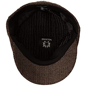 Brixton Men's Brood Newsboy Snap Hat, Brown/Khaki Herringbone, Large