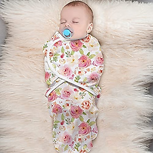 LITTLE TOTS Swaddle Blanket for Baby Girl Boy Easy Change Infant Wrap 3 Pack Adjustable Sleep Sack for Newborn Babies 0-3 Month (Rainbow and Flowers)