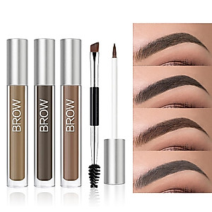 Waterproof Eyebrow Gel for Long Lasting, Highly Tinted Liquid Eye Brow Makeup, Sweatproof, Natural (Brunette)