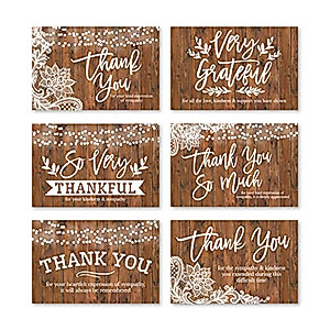 24 Rustic Sympathy Thank You Cards With Envelopes, Bereavement Funeral Thank You Note, Condolence Gratitude Supplies, Faux Wood Personalized Bulk Religious Military Memorial With Message Stationery