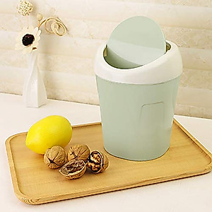 D-GROEE Mini Trash Can with Lid, Home Desktop Mini Covered Trash Garbage Can Storage Box Organizer Waste Bin Green