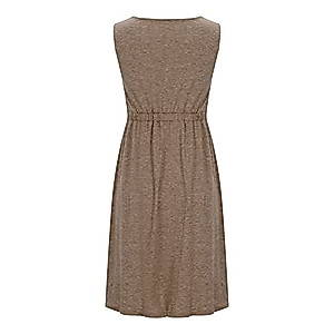 Lastesso Womens Sleeveless High Waist Mini Babydoll Dress V Neck Off Shoulder Button Down Dresses Casual Solid Short Dress