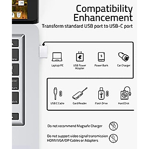 Syntech USB to USB C Adapter 4 Pack, Type C Female to USB Male Converter Power Charger Cable Adapter Compatible with MagSafe Apple Watch Series 9/SE/Ultra 2 iPhone 15 Plus Pro Max AirPods Pro, etc