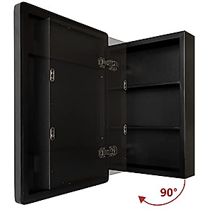 Medicine Cabinet Bathroom Mirror, 24''x16'' Farmhouse Wood Frame Bathroom Medicine Cabinet with Mirror, Vanity Mirrors Recess or Surface Mounted Installation (Black)