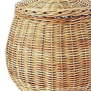 Creative Co-Op Hand-Woven Wicker Baskets with Lids, Set of 2 Canister, Natural, 2