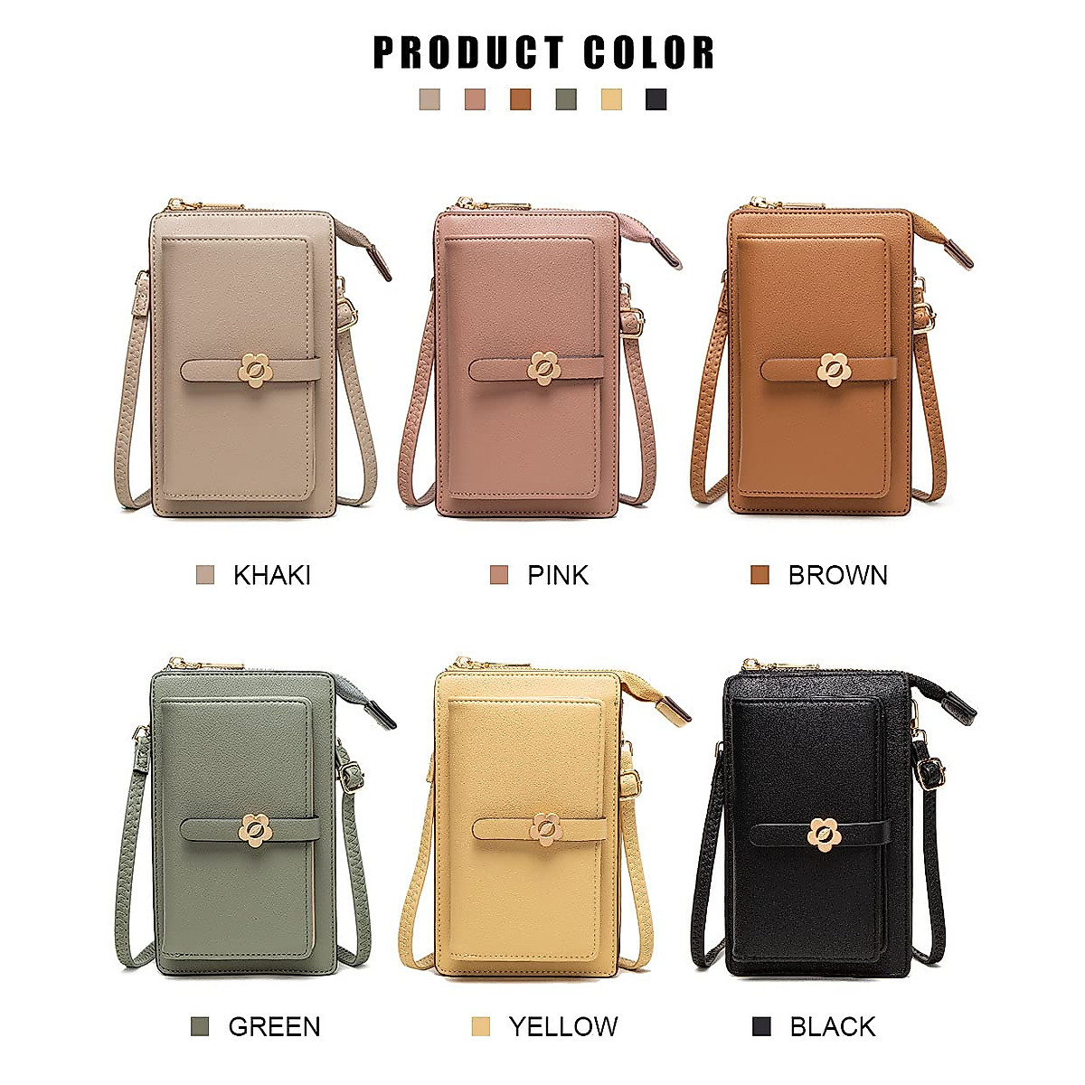 VEVESMUNDO Touchscreen Purse Wallet Zipper Holder Bag with Clear Touch Screen Phone Window (Black)