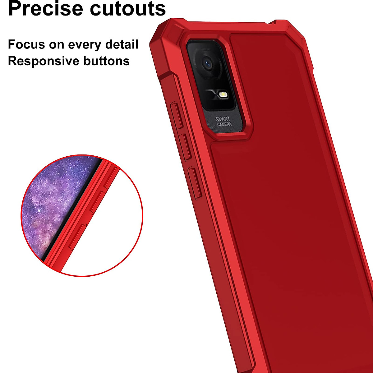 Ailiber for TCL 30Z Phone Case, Straight Talk TCL 30 Z T602DL Case with Screen Protector, Dual Layer Structure Protection, Shockproof Corner TPU Bumper, Slim Silicone Phone Cover for TCL 30Z-Red