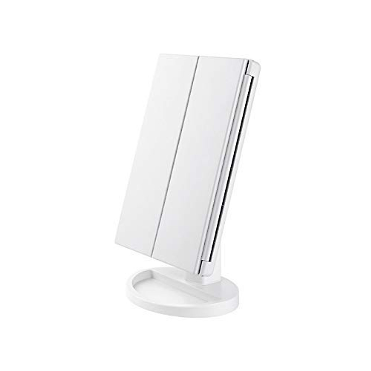 KXA Tri-Fold LED Makeup Mirror, Lighted Tri-Fold Cosmetic Vanity Mirror with Touch Dimmer Switch Battery and USB Powered for Women's Vanity Mirror