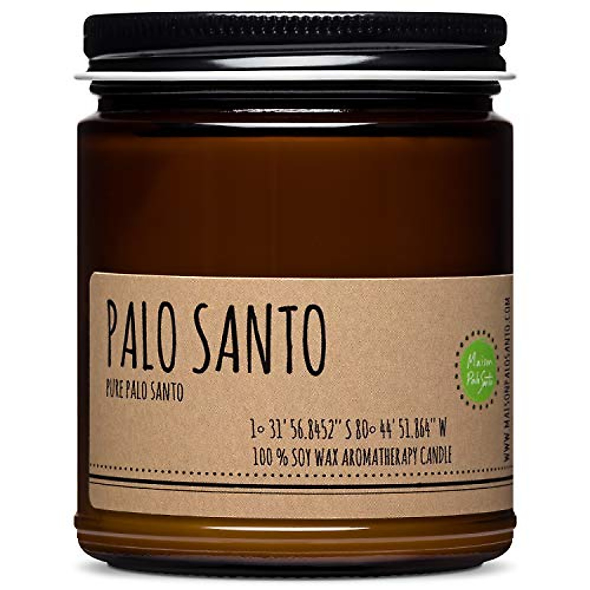 Maison Palo Santo Raw Genuine Palo Santo Essential Oil from Ecuador Aromatherapy Candle 9oz Handcrafted in USA with Natural Soy Wax for Purification & Cleansing Free Palo Santo Stick Included