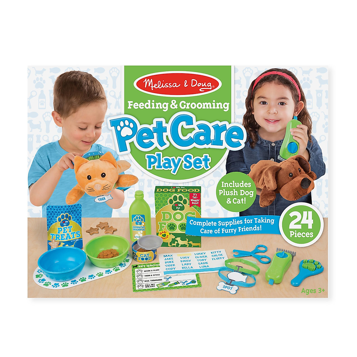 Melissa & Doug Feeding and Grooming Pet Care Play Set - Pretend Play Vet Toy Veterinarian Kit For Kids