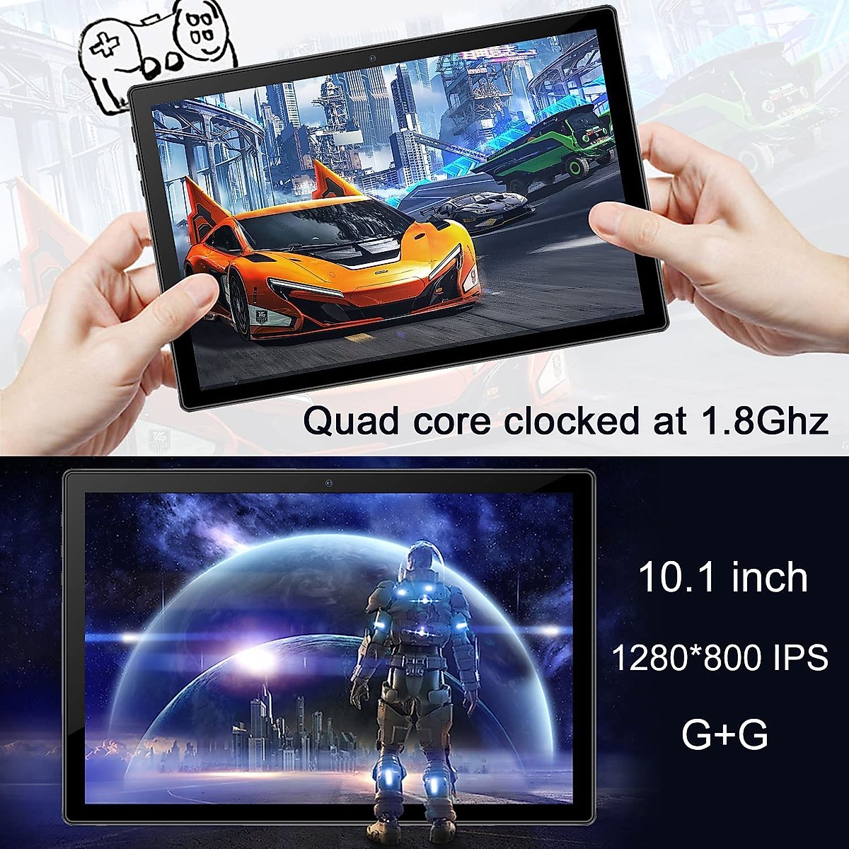 2023 Newest Tablet with Keyboard 10 Inch, Android Tablet Newest Octa-core Processor,6GB RAM + 64GB ROM Storage 2 in 1 Tablet with 2 Sim Slot+5G Dual WiFi network, Tablet 1920x1200 HD Display -Silver