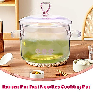 UPKOCH Pink Glass Pots for Cooking on Stove Heat Resistant Saucepan with Cover Clear Cooking Pot with Lid Glass Simmer Pot for Noodle Soup