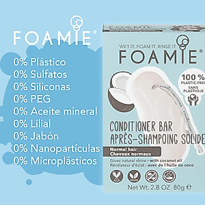 Foamie Conditioner bar Shake Your Coconut, Hair Conditioner Bar for Damaged Hair with All-Natural Eco-Friendly Ingredients, Plastic Free, Cruelty Free, Vegan Conditioner Bar for All Hair Types