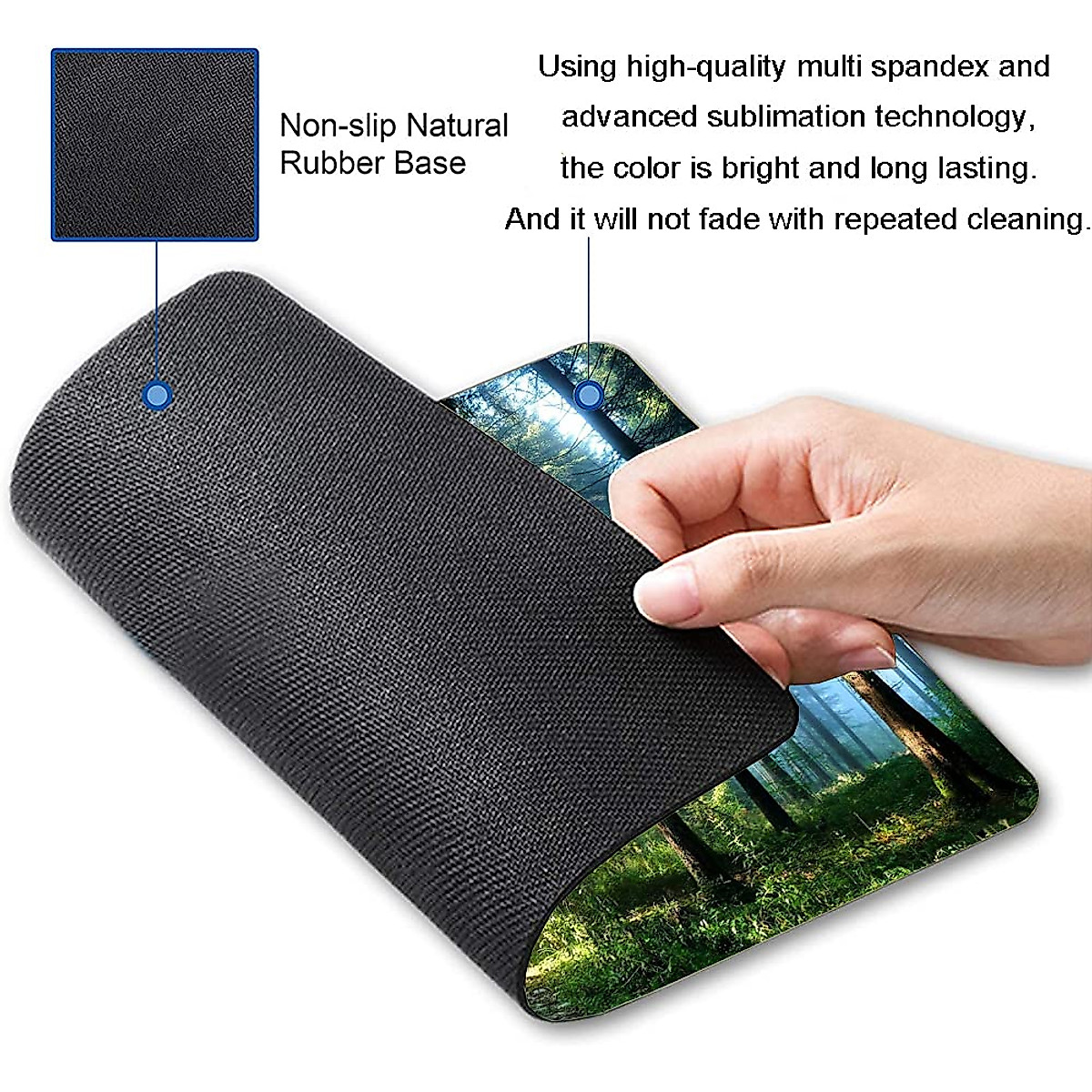 Natural Scenery Forest Custom Design, Square Waterproof Non-Slip Rubber Base MousePads for Office Laptop, 9.5"x7.9"x0.12" Inch
