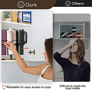 Yeuslor Water Bottle Organizer for Stanley 40 oz Tumbler with Handle, Rotatable Stanley Cup Organizer Holder, Kitchen Organizers and Storage for Stanley Cup Accessories, Wooden Base(Black)