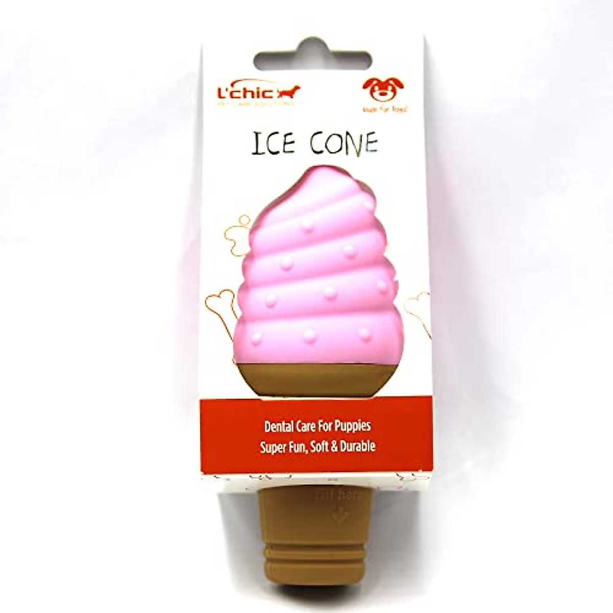 L'chic ICE Cone Teething Toy, Dog Chew Toy, Interactive Dog Toy, Fun Pet Toys, Pet Play Toy, pet Summer Toys, Suitable for Puppies & Small Dogs, Ideal for Teething & Dental Care, for Boredom Relief